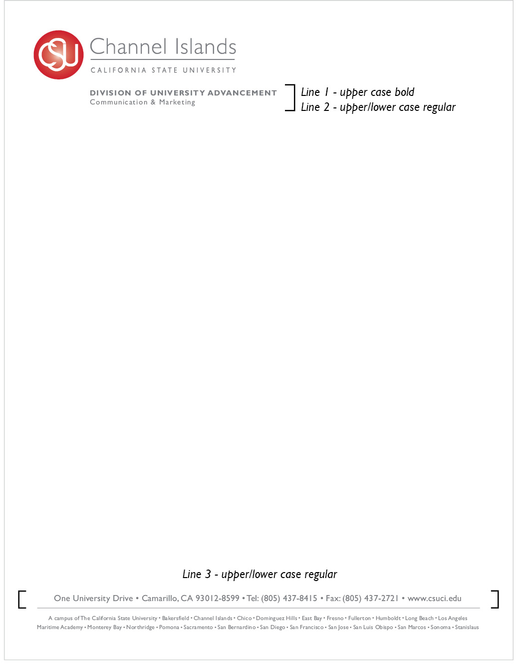 Letterhead - Communication & Public Relations - CSU Channel Islands